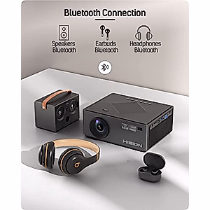 HISION 5G WiFi Bluetooth Projector Native 1080P Movie Projector 4K Support Oudoor Mini Projector for iPhone Home LED TV Projector Compatible with TV Stick Laptop Tablet PC HDMI USB TF DVD