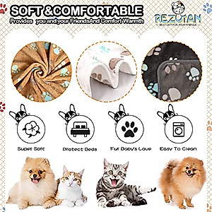 Rezutan Upgraded Dog Blankets for Large Dogs, 3 Pack Dog Cat Flannel Blankets Washable, Soft Pet Mat Throw Cover for Kennel Crate Bed, Cute Paw Pattern, Dog Blanket, Pet Blanket 31" x 41"