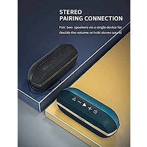 INSMY Portable Bluetooth Speakers, IPX7 Waterproof Floating 20W Wireless Speaker Loud Sound Rich Bass, Stereo Pairing Max 40W, 24 Hours Built-in Mic for Outdoors Camping Pool (Blue)