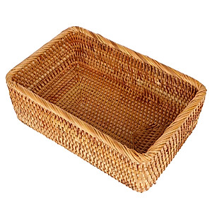 Zerodeko Organizer Rectangular Storage Basket Seagrass Storage Baskets Woven Storage Baskets Rattan Storage Basket Rattan Organizer Bins Seagrass Organizers Storage Box Wicker Sundry 1pc