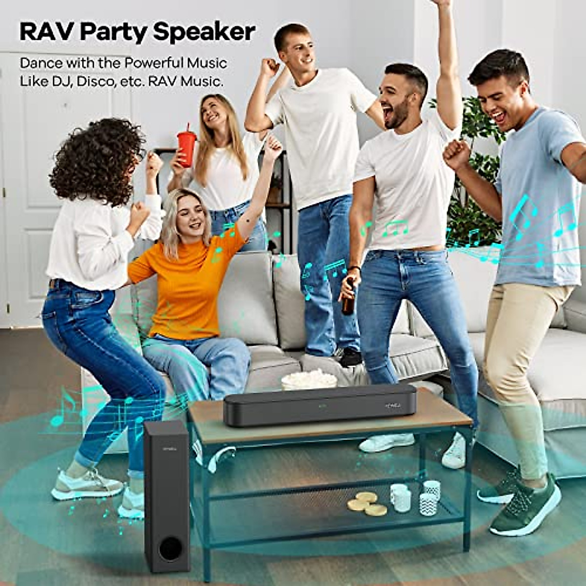 Heymell 2.1CH 160W Soundbar for TV with Subwoofer,Powerful and Clear Bass, Clear Voice, No Background Noise,DSP 3D Surround Sound Bar,TV Soundbar HDMI ARC Optical,HDMI Cable (Included)