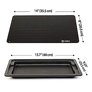 Defrosting Tray (Largest Size) for Rapid thaw with DRIP Tray- Best Kitchen thawing Tray - Better Than Heating Tray - Safe to defrost Meat Frozen - No Electricity Required
