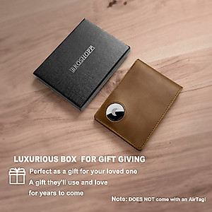 BROSHOPP AirTag Wallet Men, Bifold Genuine Leather Rfid Blocking AirTag Wallet with Cash Slots ID Window, Compatible Apple Air Tag Holder