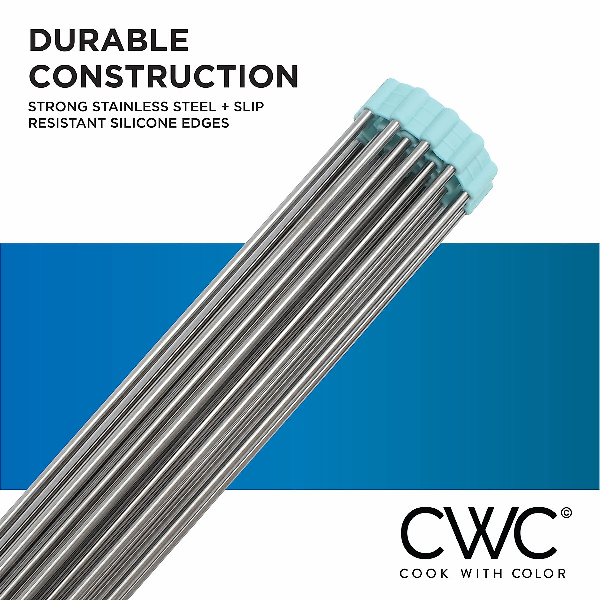 COOK WITH COLOR Roll Up Dish Rack- Over The Sink Mat for Drying Dishes - Silicone Wrapped Stainless Steel Rods (15" x 17.5") - Versatile Roll Up Trivet & Dish Drying Rack for Kitchen