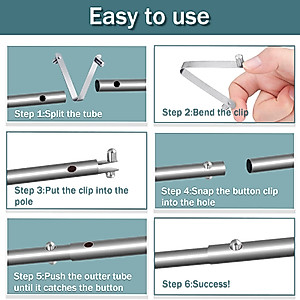 8 Pieces Double Pin Spring Button Clip Push Button Clip Tent Pole Push Button Spring Clips Stainless Steel Kayak Paddle Spring Snap Clips Tube Locking Pin Clips for Camping Replacement (6 mm)