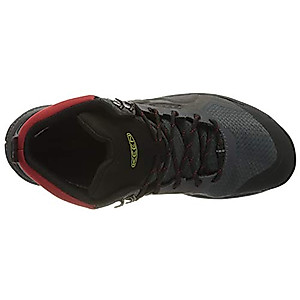 KEEN Men's Explore Mid Waterproof Hiking Boot, Magnet/Fiery Red, 9