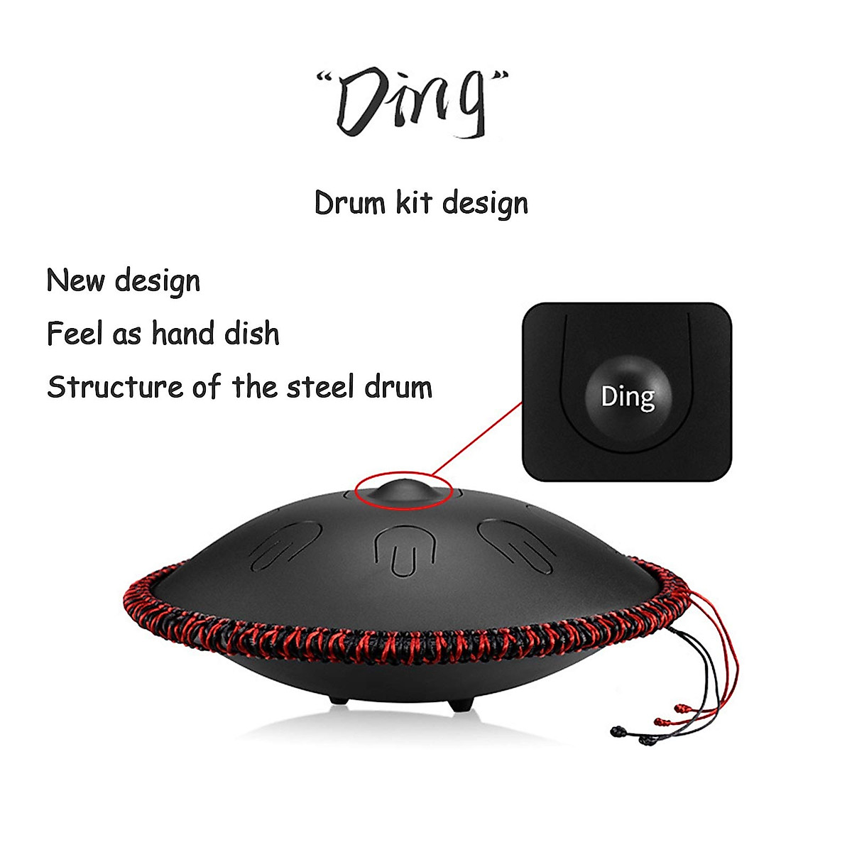 Steel Tongue Drum Tank Drum 9 Notes 14 Inch, Handpan Drum with Standard D Key Percussion Instrument Tongue Drums Kit,Hand Drums for Adults with Mallets and Soft Hand Pan Bag for Meditation Entertainme