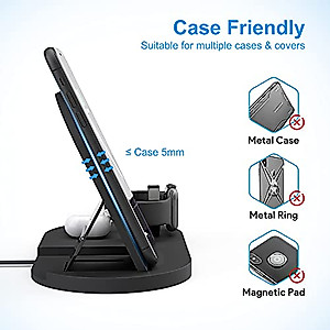 Eronli 3 in 1 Wireless Charger for Apple Products, Qi-Certified Fast Charging Station with 20W USB-C Power Adapter Compatible with Apple Watch SE 7 6 5 4 AirPods Pro/2 iPhone 13 12 11/Pro Max/X