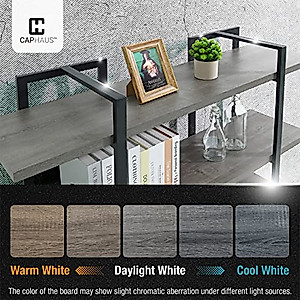 CAPHAUS 5-Tier Book Shelf, 71” H Vintage Industrial Bookcase with Open Display Shelving, Wooden and Metal Shelving Unit, Bookshelves and Bookcases, Stand Shelf for Bedroom, Home Office, Dark Grey