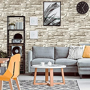 Jeweluck Stone Wallpaper Peel and Stick Wallpaper 17.7inch×78.7inch Stone Contact Paper Peel and Stick Backsplash for Kitchen Wallpaper Brick Wallpaper Self Adhesive Removable Decorative Wallpaper