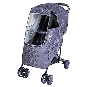 Winter Stroller Weather Shield Universal,Baby Stroller Rain Cover Waterproof,Travel Strollers Raincoat,Pushchairs Accessories,for Colder Weather,Protect from Snow Wind Sun Dust (Dark Gray)