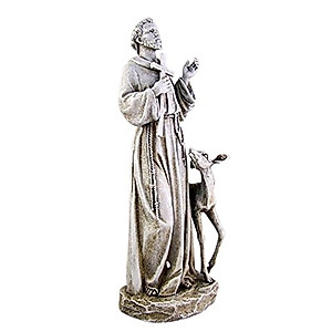 Saint Francis of Assisi with Deer Resin Home Garden Statue, 14 Inch