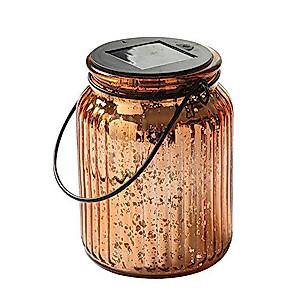 Solar Mercury Glass Jars 2 Pack Outdoor Table Lamps (Bronze)