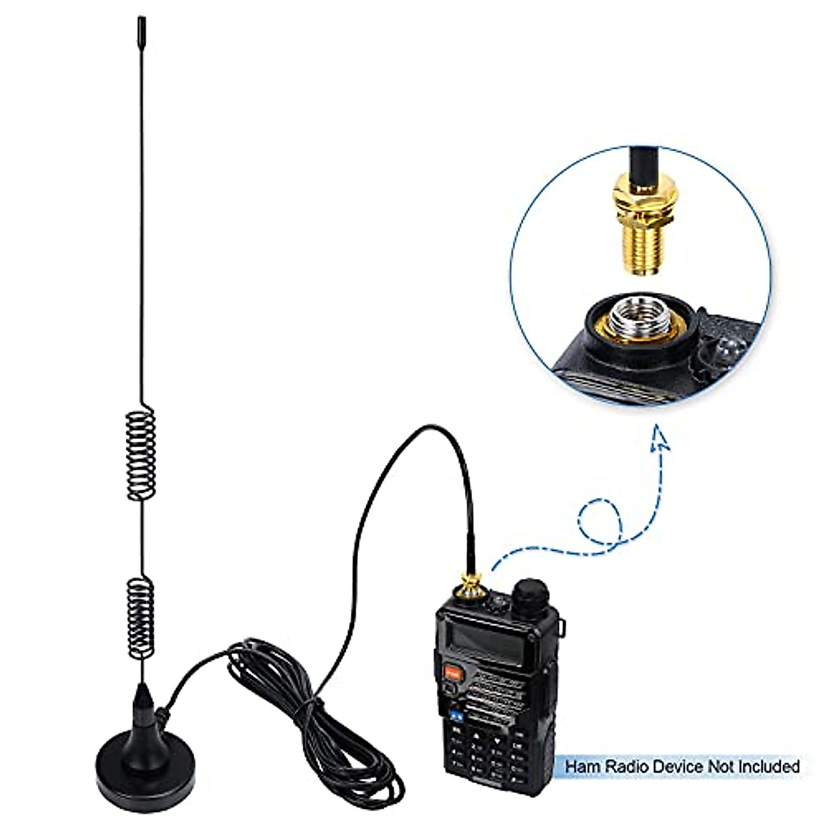 Bingfu Dual Band VHF UHF 136-174MHz 400-470MHz Ham Radio Magnetic Base Antenna Handheld Two Way Radio SMA Female Antenna for Kenwood Wouxun BaoFeng BF-F8HP UV-5R UV-82 BF-888S Ham Radio Walkie Talkie