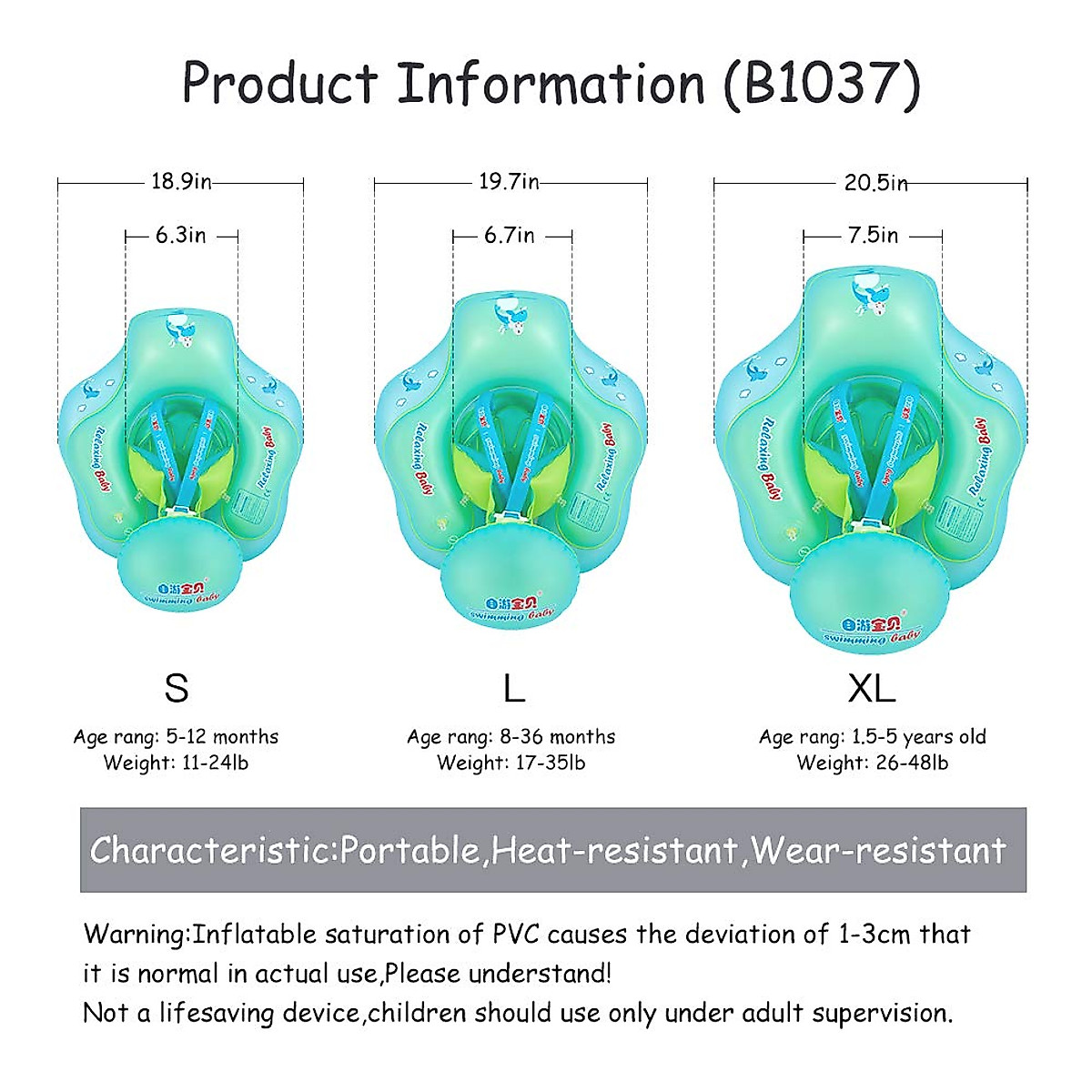 Relaxing Baby-Anti-Slip Baby Swimming Float Ring for Pool Inflatable Baby Swim Float Children Waist Ring Inflatable Pool Floats Toys Swimming Pool Accessories for The Age of 3-36 Months