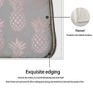 Midetoy Kitchen Rugs and Mats Set Elegant Girly Rose Gold & Grey Pineapple Anti Fatigue Kitchen Rug Non Slip Floor Rugs Indoor Outdoor 17"X48"+17"X24"