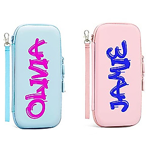 Personalized Pink Carry Case Made For Nintendo Switch/Switch OLED Console Custom Name Games with 10 Games Cartridges Protective Travel Case for Gamers Kids Gift for Girls Women NC2