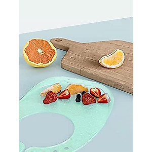 Sebikam Set of 2 Ultra-Thin Cute Silicone Baby Bibs for Babies & Toddlers (6-72 Months) Waterproof, Soft, Lightweight,Unisex Silicone Feeding Bibs,Blue/Green