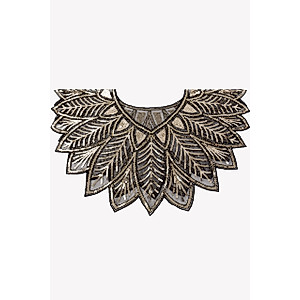 BABEYOND 1920s Shawl Wraps Sequin Beaded Evening Cape Bridal Shawl (Black Gold)