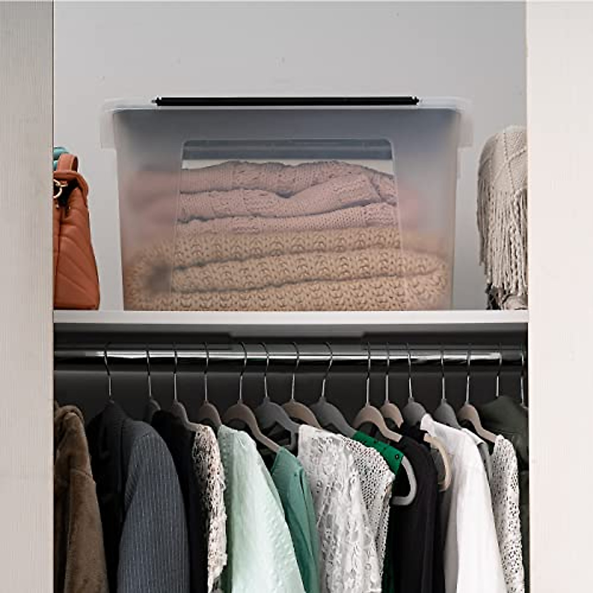 IRIS USA 50.72qt Clear View Wing-lid Plastic Storage Organizing Container Bin, Clear/Black