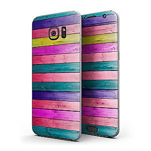 Design Skinz Design Skinz Vibrant Neon Colored Wood Strips Full-Body Wrap Decal Skin-Kit for The Galaxy S9 Plus