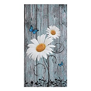 Big buy store Yellow Daisy Butterfly Floral Flowers Kitchen Dish Towels, Soft Lightweight Microfiber Absorbent Hand Towel Rustic Wood Plank Tea Towel for Kitchen Bathroom 18x28in