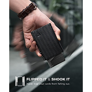 LORZOR Mens Wallet for Apple AirTag - Minimalist Pop up Smart Wallet for Men, Slim RFID, Carbon Fiber Modern Mens Wallet (AirTag Not Included)