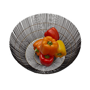 Gourmet Basics by Mikasa Benson Metal Centerpiece Fruit Basket, 15-Inch, Black