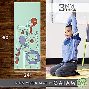 Gaiam Kids Yoga Mat Exercise Mat, Yoga for Kids with Fun Prints - Playtime for Babies, Active & Calm Toddlers and Young Children, Animal Surprise, 3mm, 60" L x 24" W x 3mm Thick