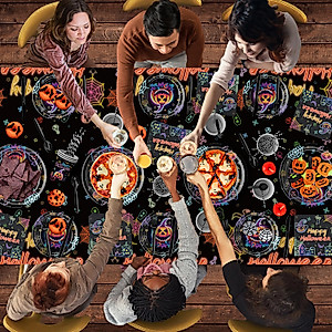 170PCS Halloween Party Plates and Napkins Set, Happy Halloween Holiday Pumpkin Ghost Dinnerware Party Decorations, Disposable Tableware for Kids Birthday Baby Shower Decor, Serve 24 Guests