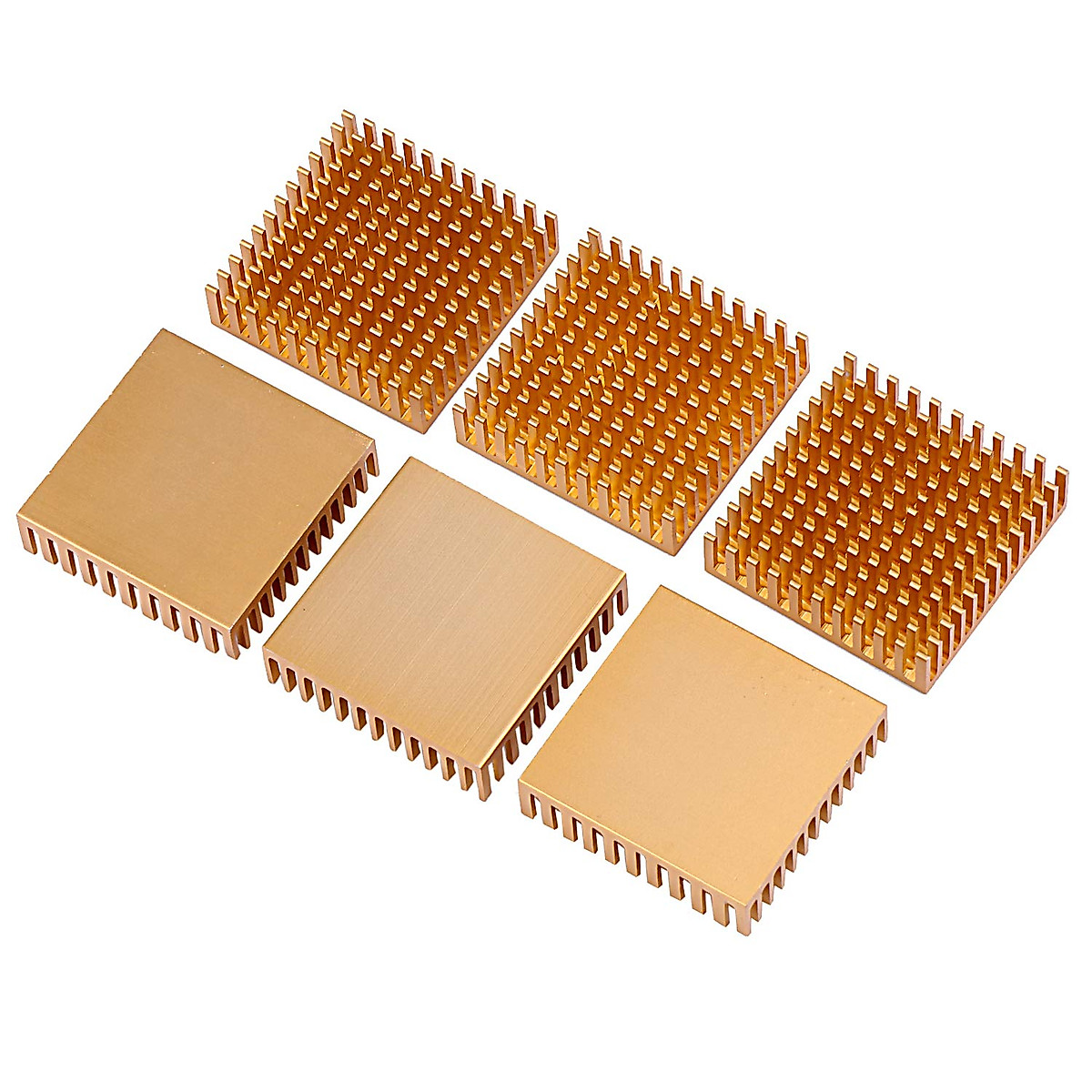 ESUMIC 20PCS 40mm x 40mm x 11mm Golden Aluminum Heatsink Cooling Fin for Cooling MOSFET VRam Regulators VRM Stepper Driver