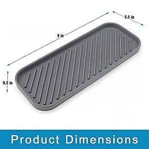 ERISED Sponge Holder for Kitchen Sink 9x3.5 Silicone Kitchen Sink Organizer for Sponge,Soap Dispenser,Kitchen Brush and Other Kitchen Accessories Bathroom Sink Organizer Soap Dishes Gray 2 Pack