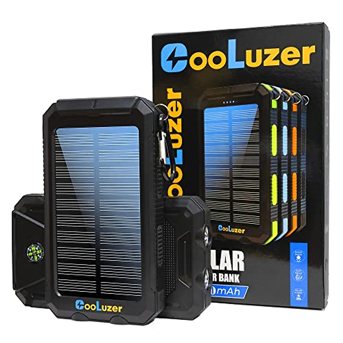 Solar Charger Power Bank 36800mah with 18W PD 5V*3.1A Fast Charging, QC3.0 Portable Charger Solar Power Bank,IP67 Waterproof Camping Gear Accessory for Outdoor (Black)