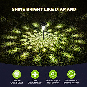 Minord Ultra Bright Solar Lights Outdoor Waterproof, [Up to 12H Lighting / Stainless Steel] Solar Outdoor Lights Auto On/Off, LED Garden Lights Solar Powered for Yard Patio Pathway Landscape