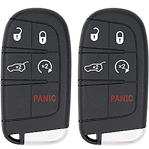 CAUORMOTE Keyless Entry Remote Control Car Key Fob for Dodge Dart Charger Challenger Chrysler 300, 5 Buttons Key Fob Replacement FCC ID M3N-40821302, Pack of 2