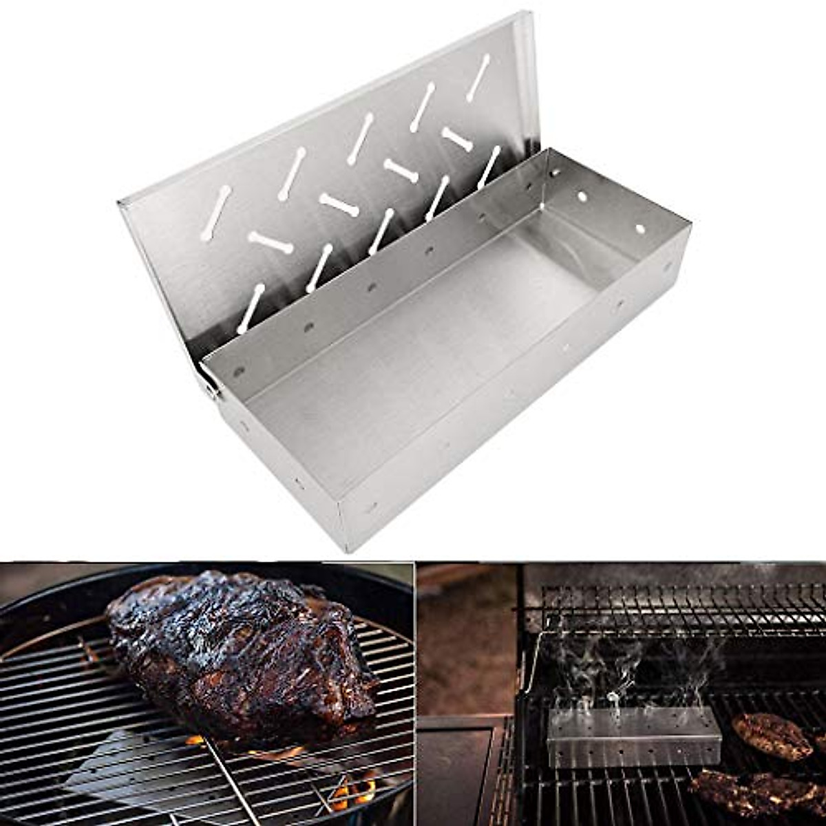 Ankexin BBQ Grill Smoker Box Outdoor Camping Smoking Mesh Boxes Smoke Generator Stainless Barbecue Pellet Smoker Kitchen Utensil