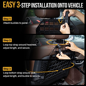 OneTigris Molle Seat Back Organizer, Tactical Rigid MOLLE Car Panel, Fiberglass Universal Car Seat Cover Back Seat Organizer for Vehicles Trucks Cars Mount Rack for Modular Storage & Display