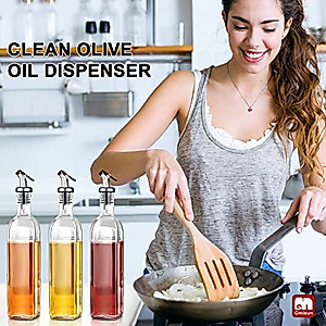 GMISUN Olive Oil Dispenser Bottle, Oil and Vinegar Cruet Set with 17oz/500ml Cooking Oil Container Glass Carafe, Oil Pourer Spout, Funnel and Labels, 3Pack, Clear