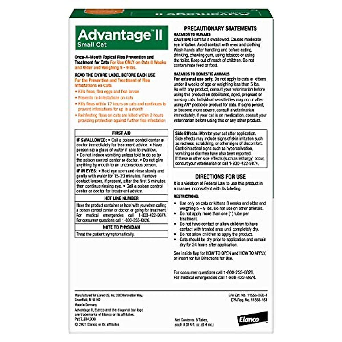 Advantage II Small Cat Vet-Recommended Flea Treatment & Prevention | Cats 5-9 lbs. | 6-Month Supply