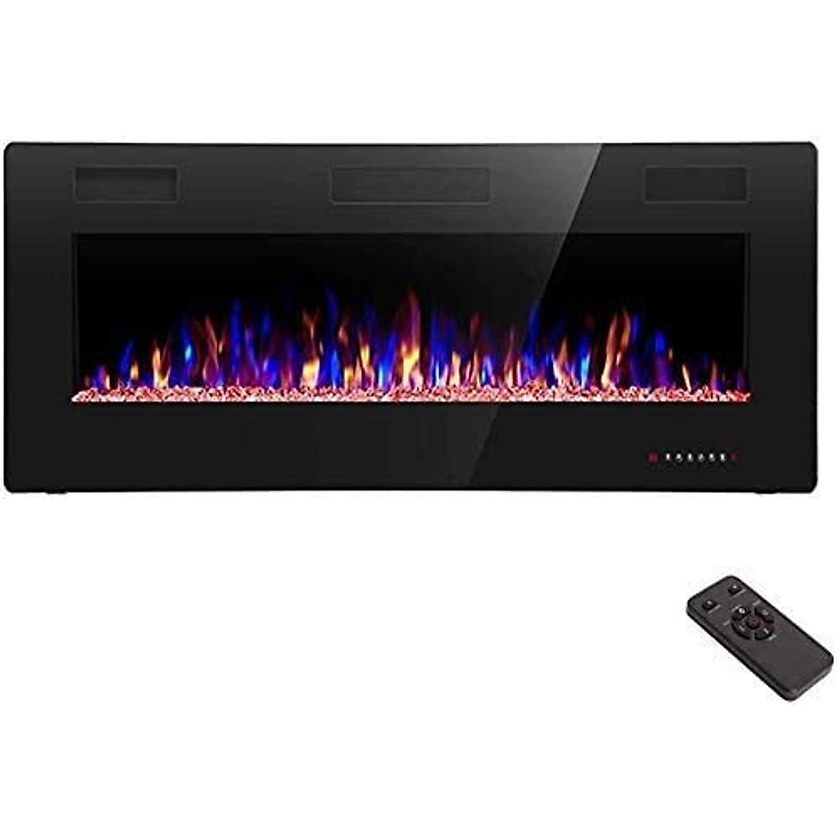 R.W.FLAME 42IN Recessed and Wall Mounted,The Thinnest Fireplace,Low Noise, Fit for 2 x 6 and 2 x 4 Stud, Remote Control with Timer,Touch Screen,Adjustable Flame Color and Speed