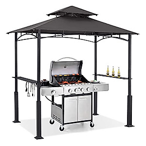 ABCCANOPY 8'x 5' Grill Gazebo Canopy - Outdoor BBQ Gazebo Shelter with LED Light, Patio Canopy Tent for Barbecue and Picnic (Dark Gray)