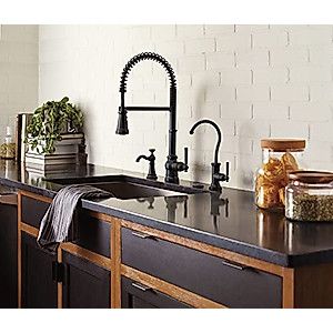 Moen S3955BL Paterson Deck Mounted Kitchen Soap Dispenser with Above the Sink Refillable Bottle, Matte Black