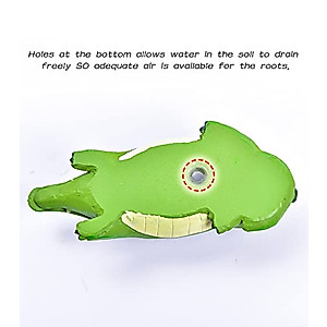 Cute Cartoon Crocodile Flower Pot with Drainer Garden Flower Pot Resin Succulent Potted Bonsai Plant Stand Home Desk Mini Ornaments Christmas Birthday Gifts