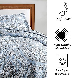 Southshore Fine Living, Inc. Oversized King Comforter Bedding Set, Down Alternative Boho Bedspread, Paisley Print Comforter, King/California King with 2 Matching Shams, Pure Melody Aqua