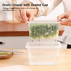 GIFZES Fruit Storage Containers for Fridge, Fruit Vegetable Produce Saver Containers Fridge Organizers with Airtight Lid & Colander, BPA-Free Vegetable Storage Lettuce Keepers for Refrigerator White