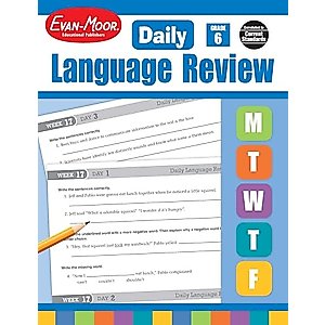 Evan-Moor Daily Language Review, Grade 6 Actvities Homeschooling & Classroom Resource Workbook, Reproducible Worksheets, Teacher Edition, Daily Practice, Skills Assessment, Grammar, Punctuation