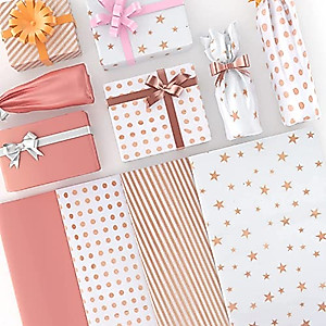 Larcenciel Tissue Paper, 120 Sheets Rose Gold Tissue Paper Bulk, Gift Wrapping Paper for Gift Bags, Flower, Valentines, Christmas, Wedding, Birthday Party, Holiday Decor, DIY Crafts (19.7 x 13.8 Inch)