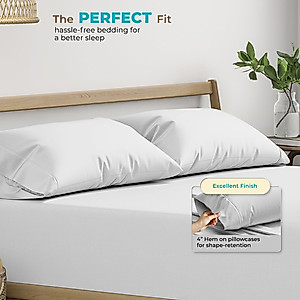 THREAD SPREAD 100% Egyptian Cotton Pillow Cases - 800 Thread Count Pillow Cases Queen/Standard Size Set of 2, Soft & Breathable Extra Long Staple Sateen Weave Cotton Pillow Covers for Bed - Silver