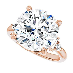 Handmade 10K Gold 7 CT Round Cut VVS1 Colorless Moissanite Engagement Ring for Women Bridal Set Moissanite Wedding Ring for Gifts (Rose Gold, 6)