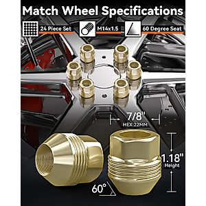 YIZBAP 24PCS 14x1.5 OEM Factory Lug Nuts,1.12" Tall Open End Bulge Acorn M14x1.5 Lug Nuts for Silverado Suburban Express Sierra 1500 Avalanche Escalade